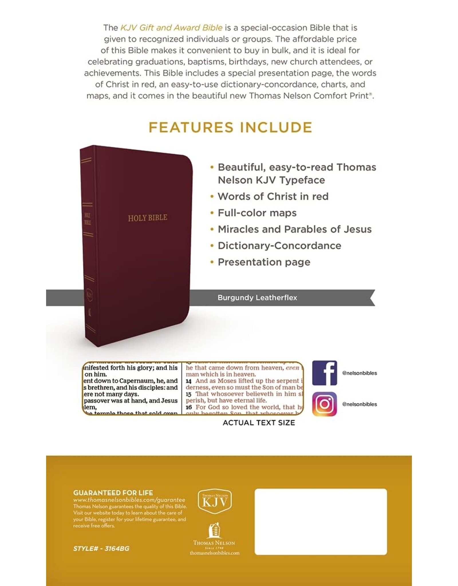 KJV Gift & Award Bible, Burgundy, Red Letter - Reilly's Church Supply ...