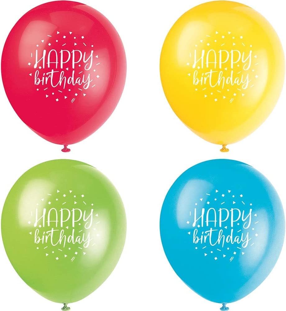 8 Count Unique Birthday Balloons With Saying Happy Birthday - Bravo ...