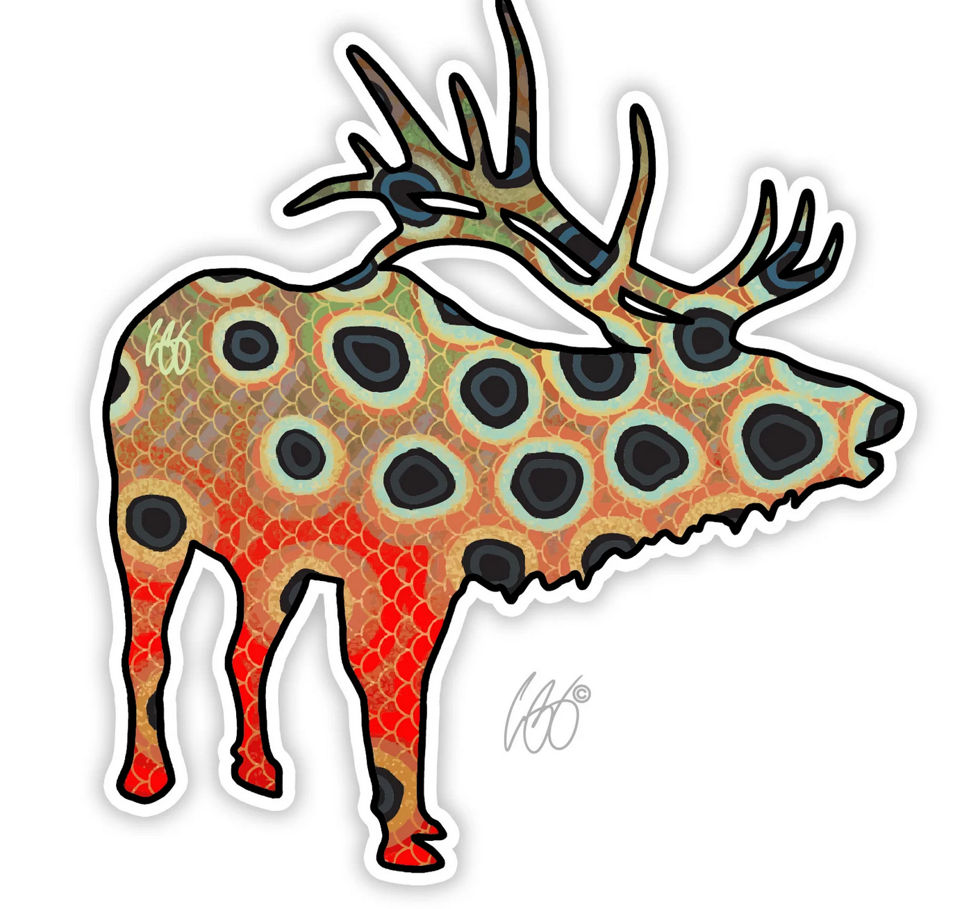 Casey Underwood Elk Cutthroat Sticker - Royal Gorge Anglers