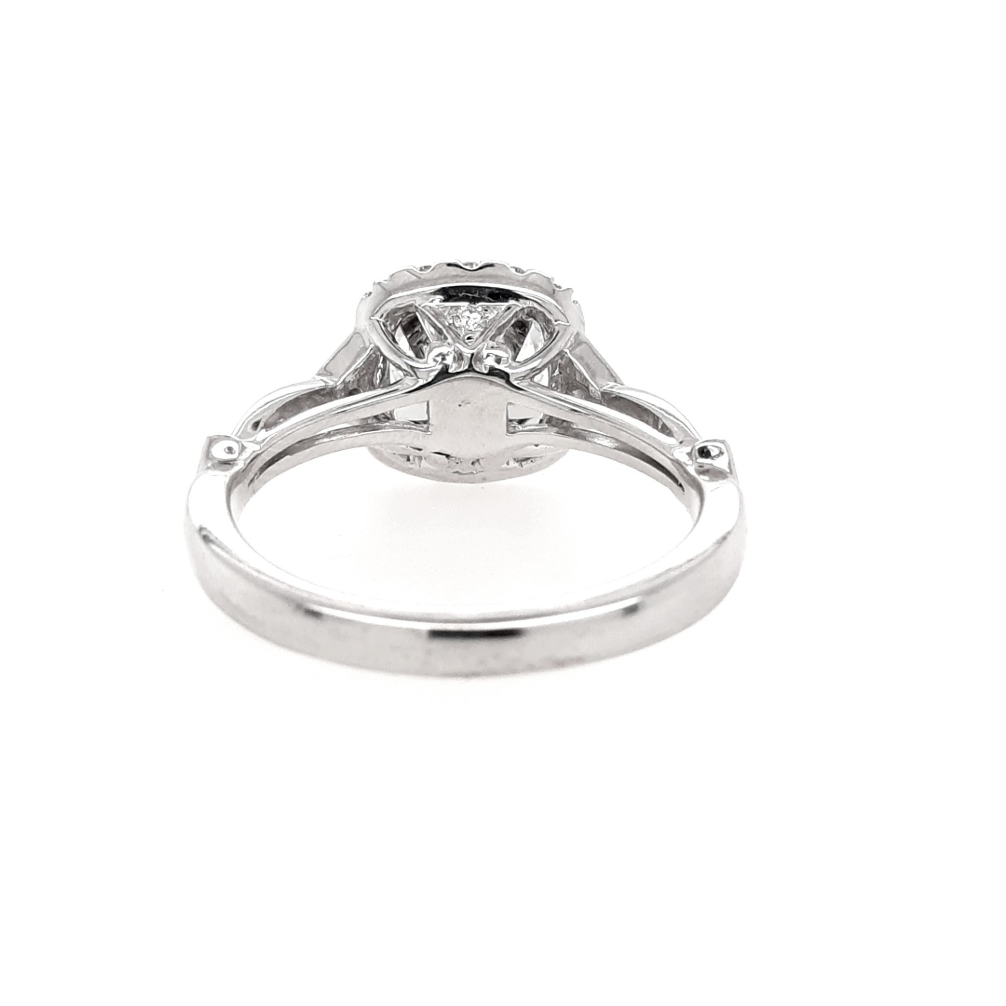 Diamond square halo bridal setting 14k white gold - Quinn's Goldsmith