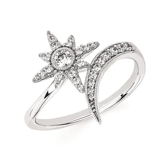 Diamond shooting star ring, 14k white gold - Quinn's Goldsmith