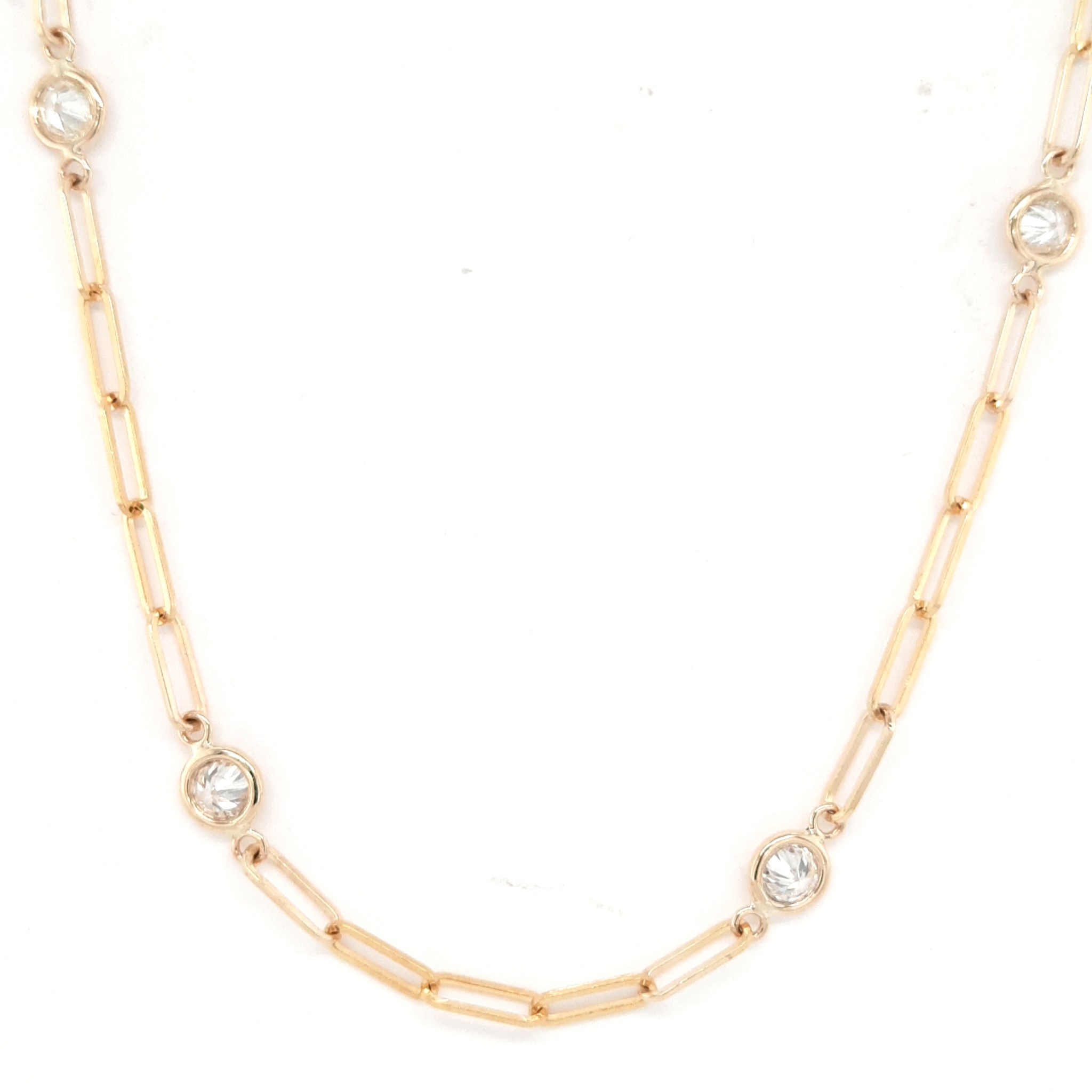 20 1.5 CTW Diamond by The Yard Paperclip Necklace 14K Yellow Gold