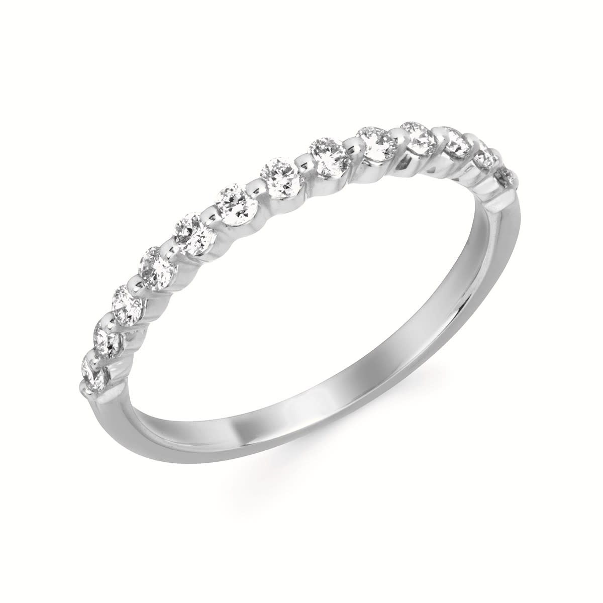 Diamond prong set band 14k white gold - Quinn's Goldsmith