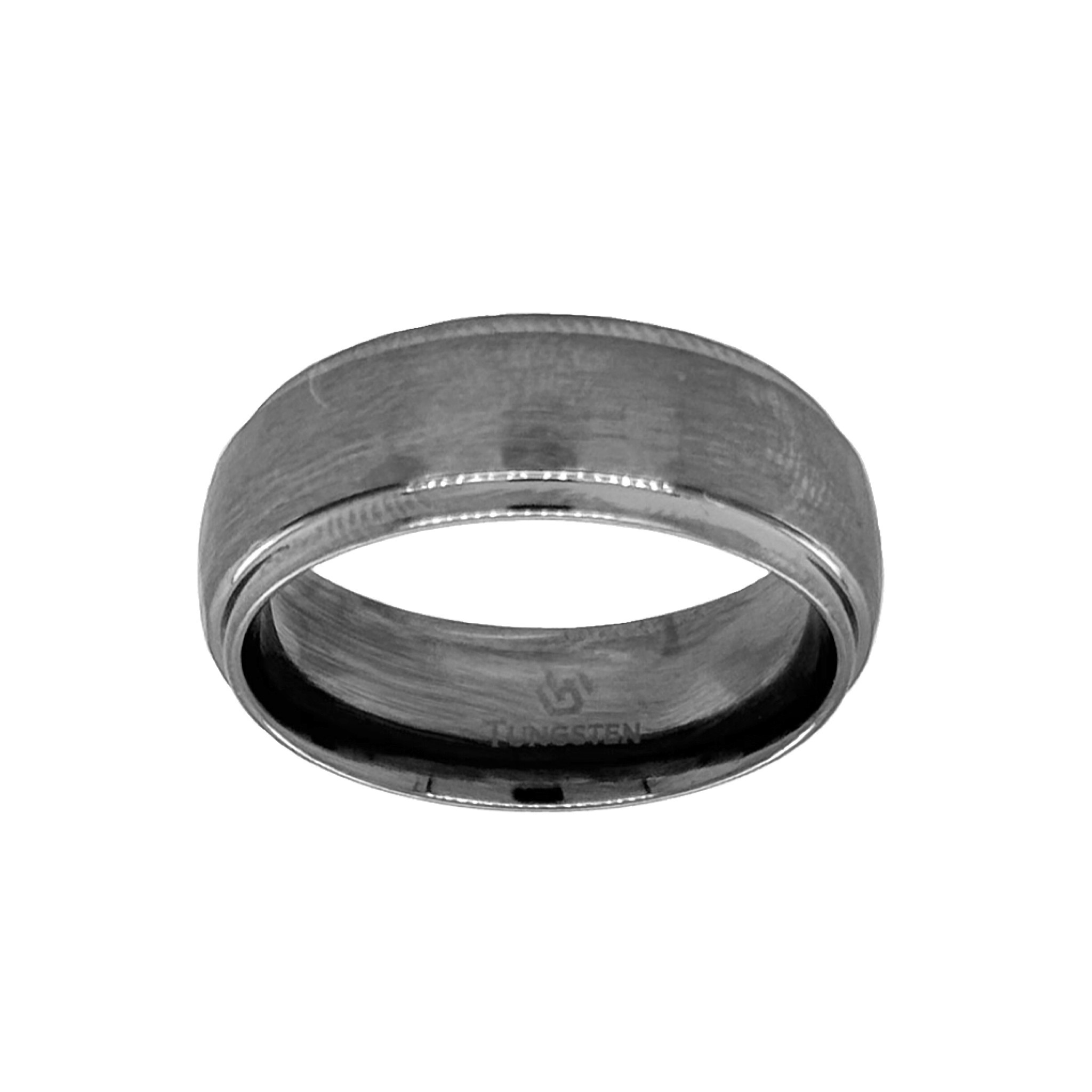 8mm tungsten dome step edge hammer finish sz 10 - Quinn's Goldsmith