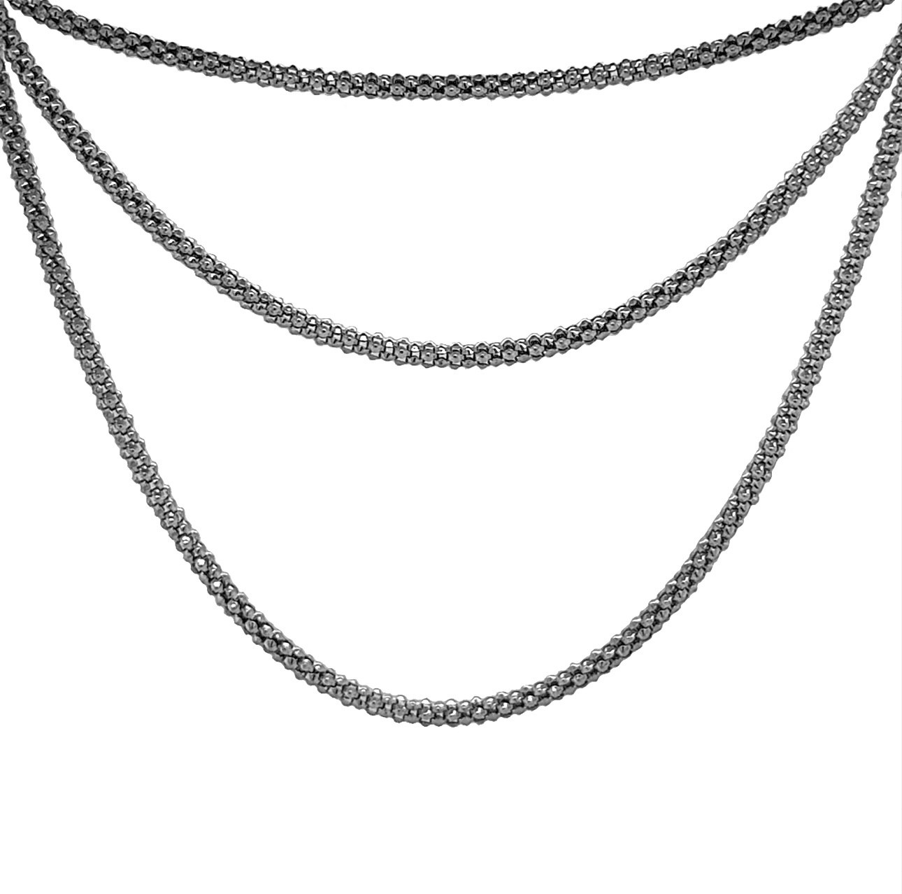 22" Sterling silver popcorn adjustable chain - Quinn's Goldsmith