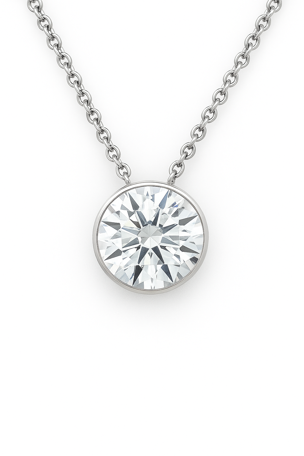 LAB GROWN diamond (3.0 ct) dew drop pendant w/chain 14k white gold 2.3 ...