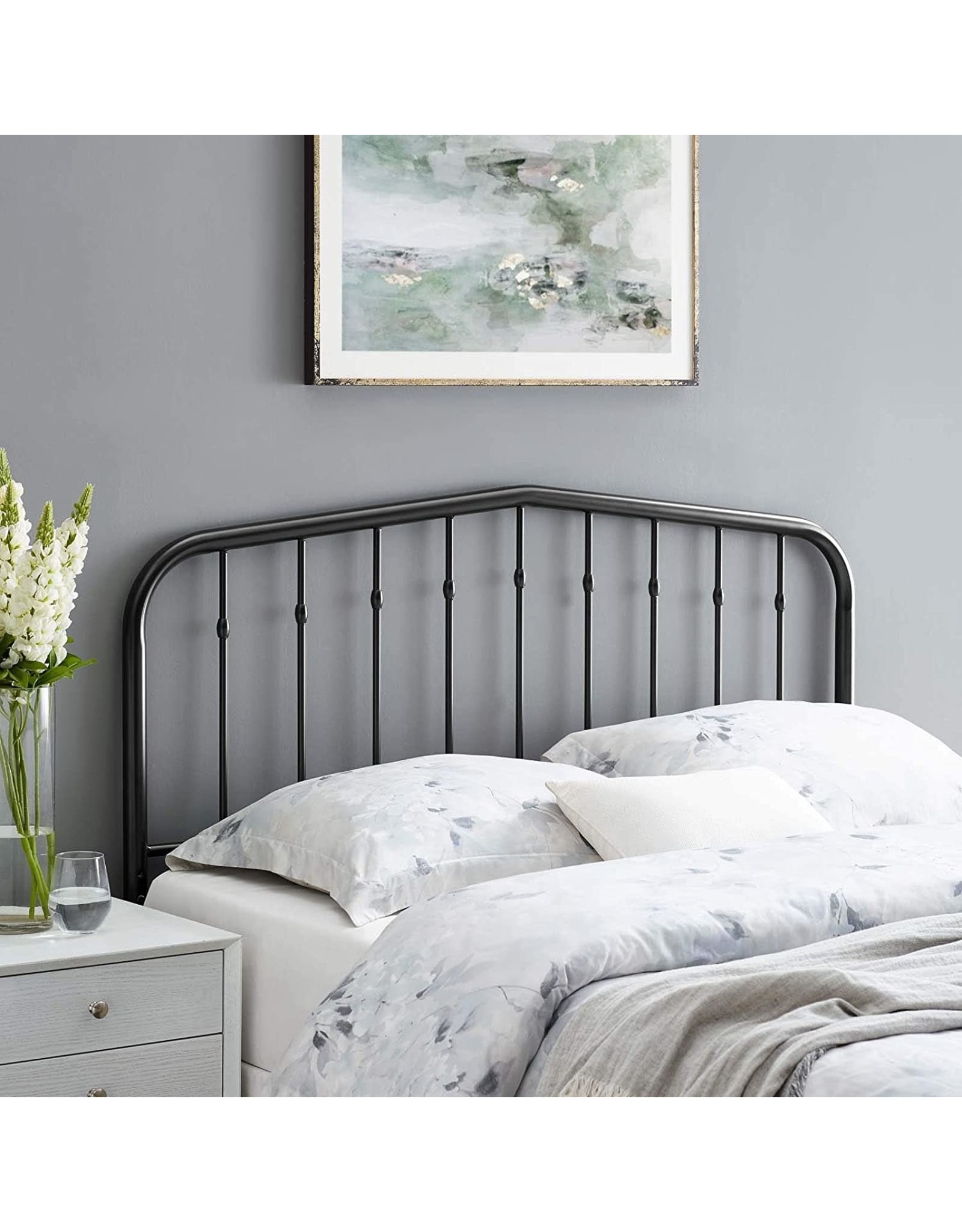 Modway Modway Lennon Modern Farmhouse Metal King Headboard In Black Modway Modway Lennon Modern Farmhouse Metal King Headboard In Black