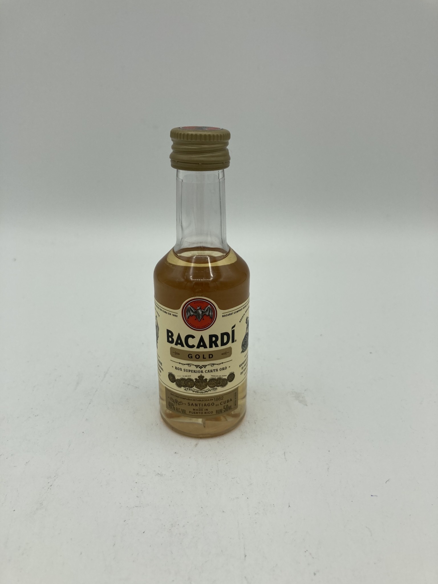 Bacardi gold rum 40% abv 80 proof 50ml - Holly Main liquor