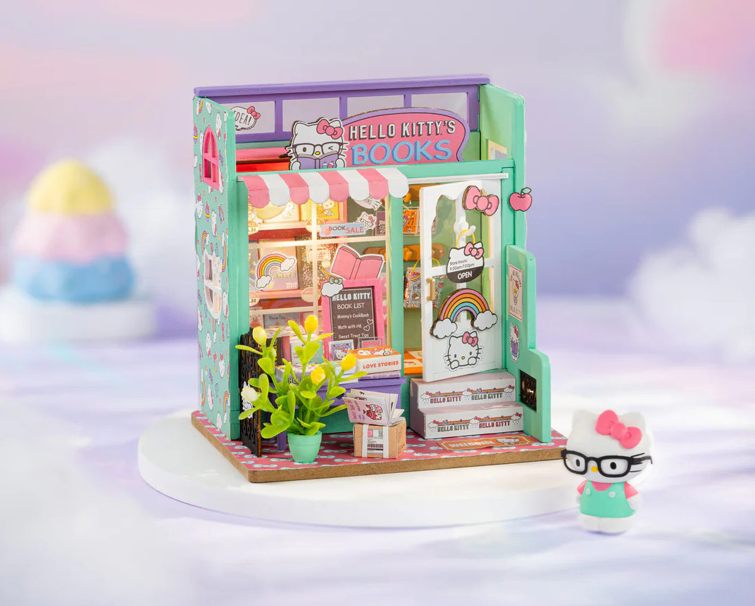 DIY Miniature Dollhouse Kit: Hello Kitty Bookstore - Wit & Whimsy Toys