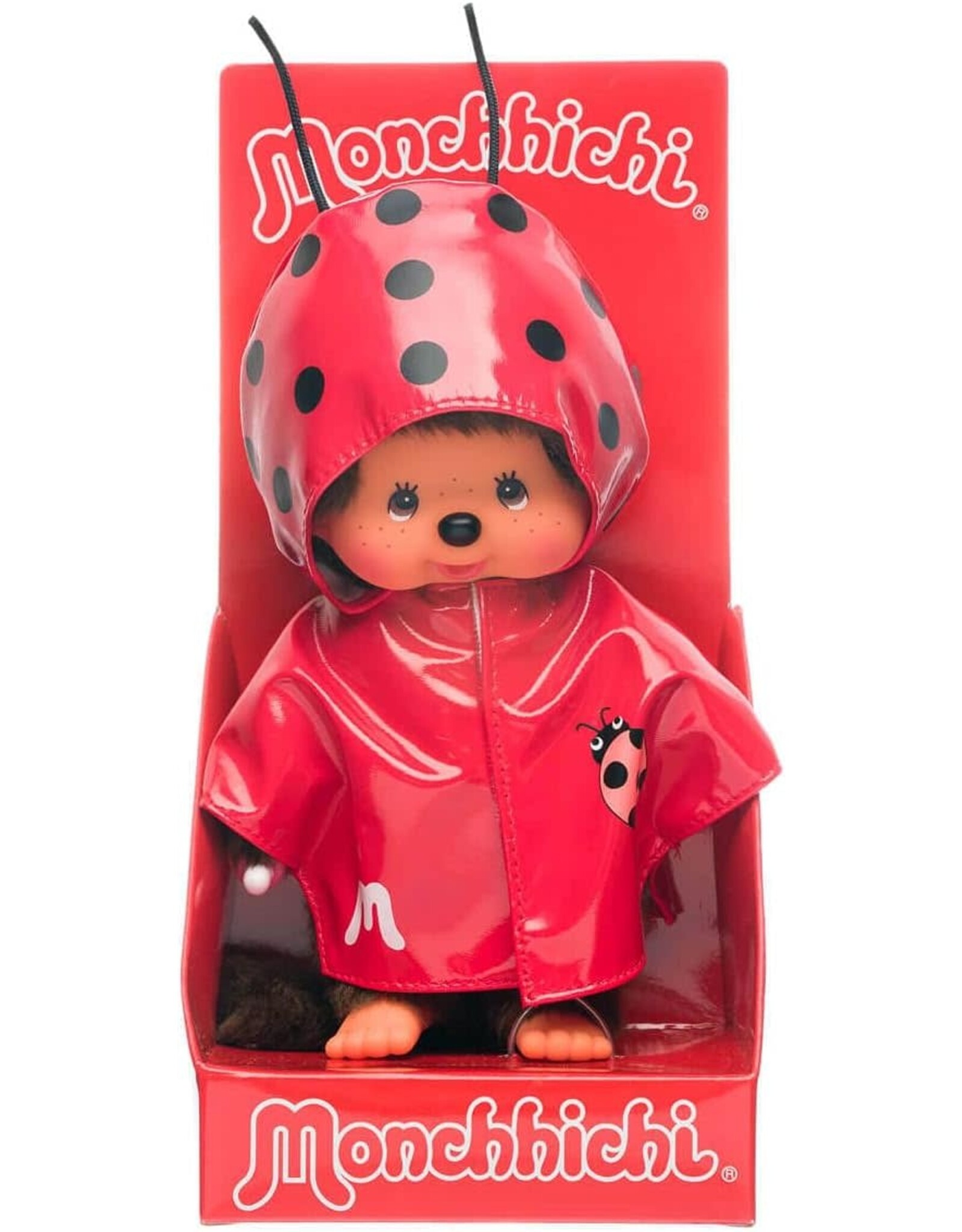Monchhichi Boy in Ladybug Raincoat - Wit & Whimsy Toys