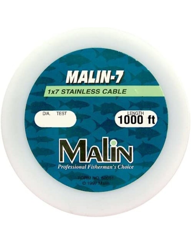 MALIN 7-STRAND STAINLESS STEEL WIRE 30# 1000ft BRITE 1x7 .015 DIAMETER ...