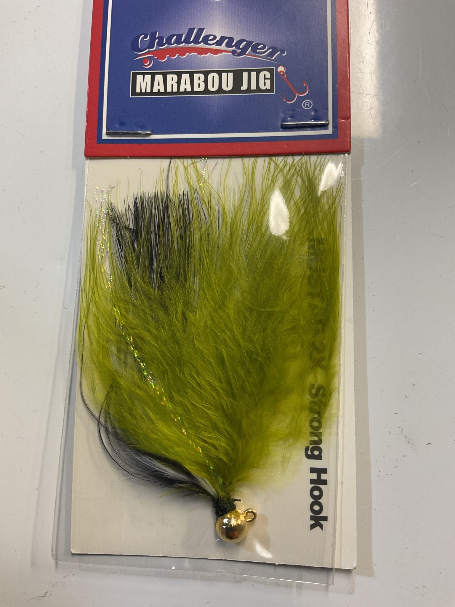 Challenger Lures CHALLENGER MARABOU JIG GOLD HO/OLIVE & BLACK & WHITE BODY 1/16 oz - All Seasons ...