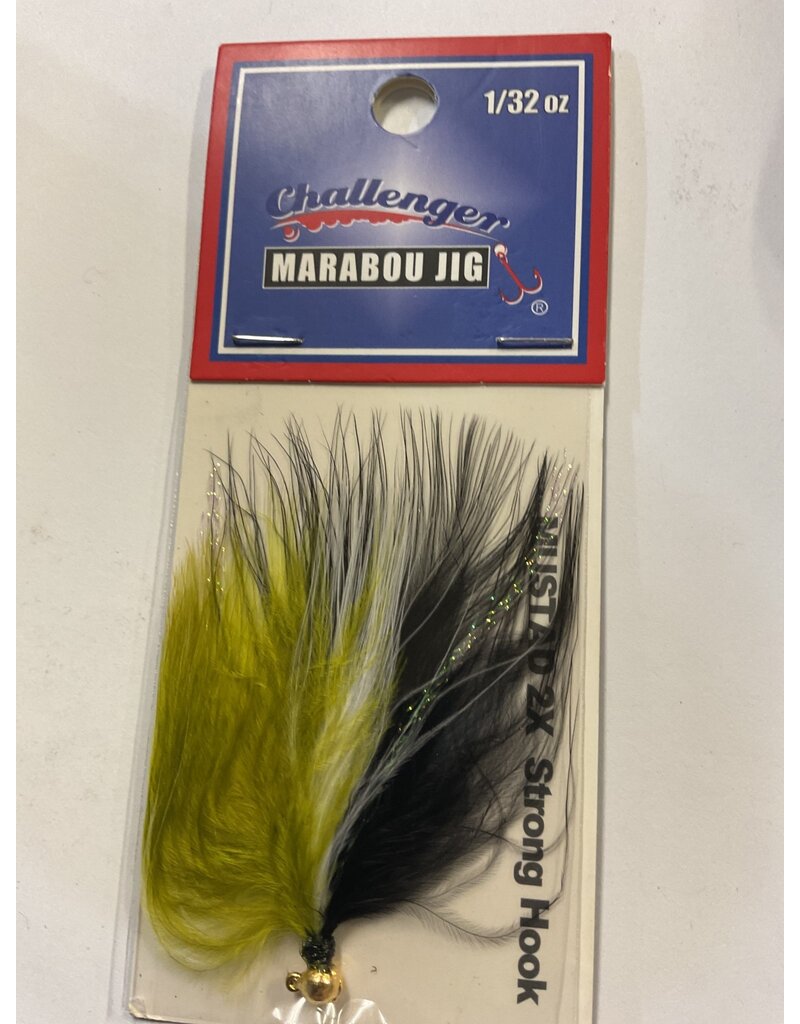 Challenger Lures CHALLENGER MARABOU JIG GOLD HD/ OLIVE, BLACK & WHITE BODY 1/32oz - All Seasons ...