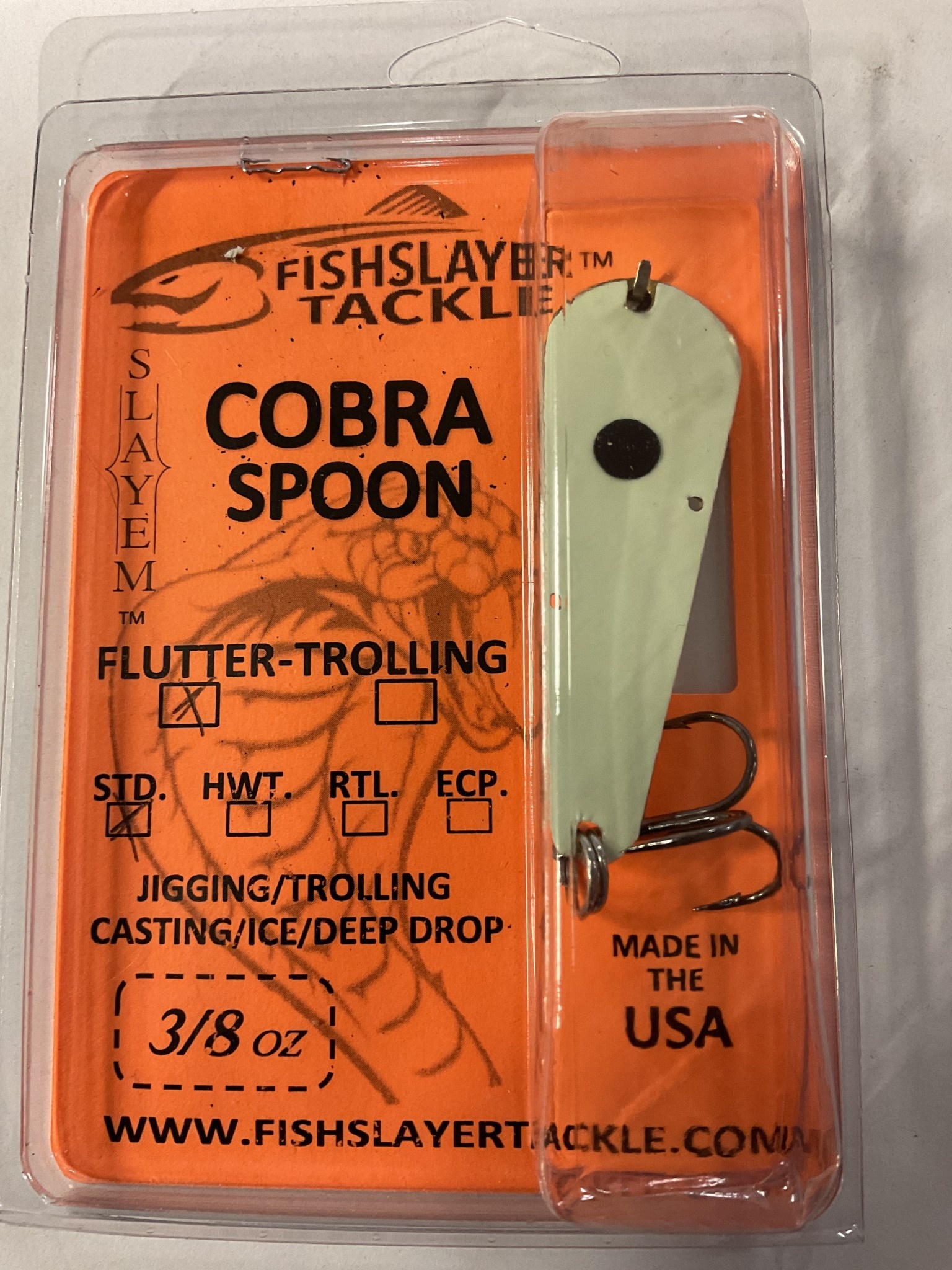 COBRA FLUTTER SPOON LIGHTS OUT UV GLOW 3/8oz - All Seasons Sports, Inc