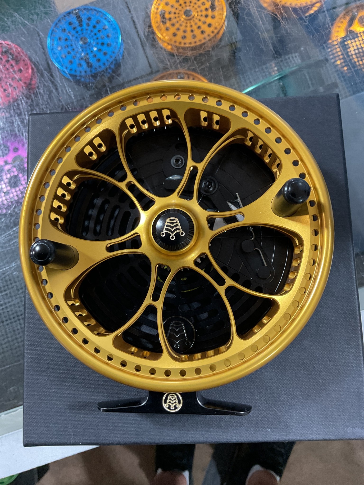 Kingpin Zeppelin-Aero 5.0 Series Centerpin Reel GOLD w/ BLACK Fill ...
