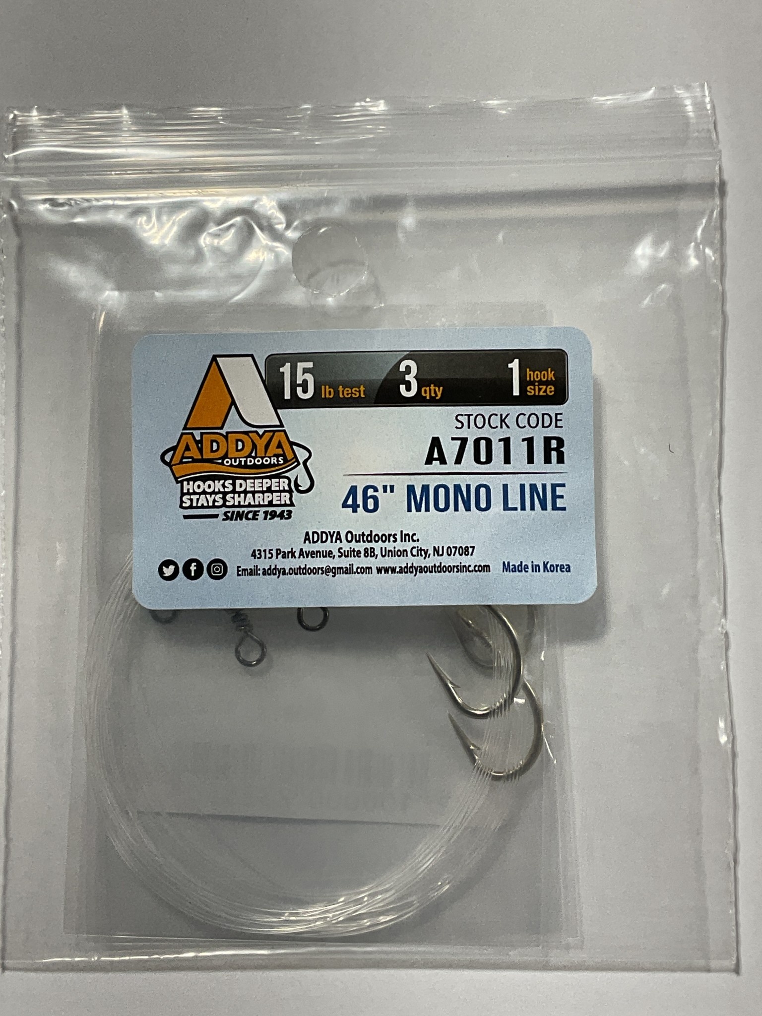 ADDYA PRE-RIGGED HOOKS A701-BR-1, 46" MONO LINE LEADER - All Seasons ...