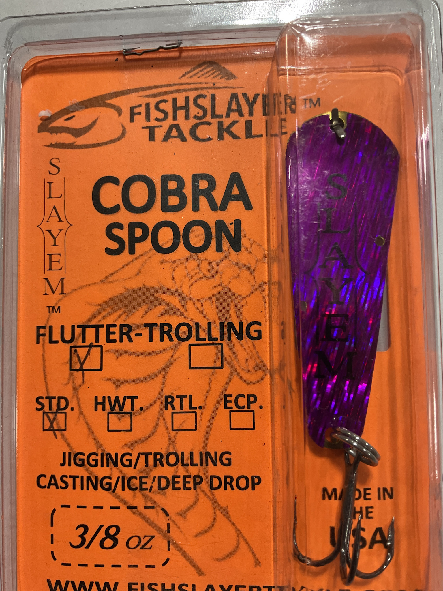 COBRA FLUTTER SPOON STREAKING EGGPLANT 3/8 OZ - All Seasons Sports, Inc