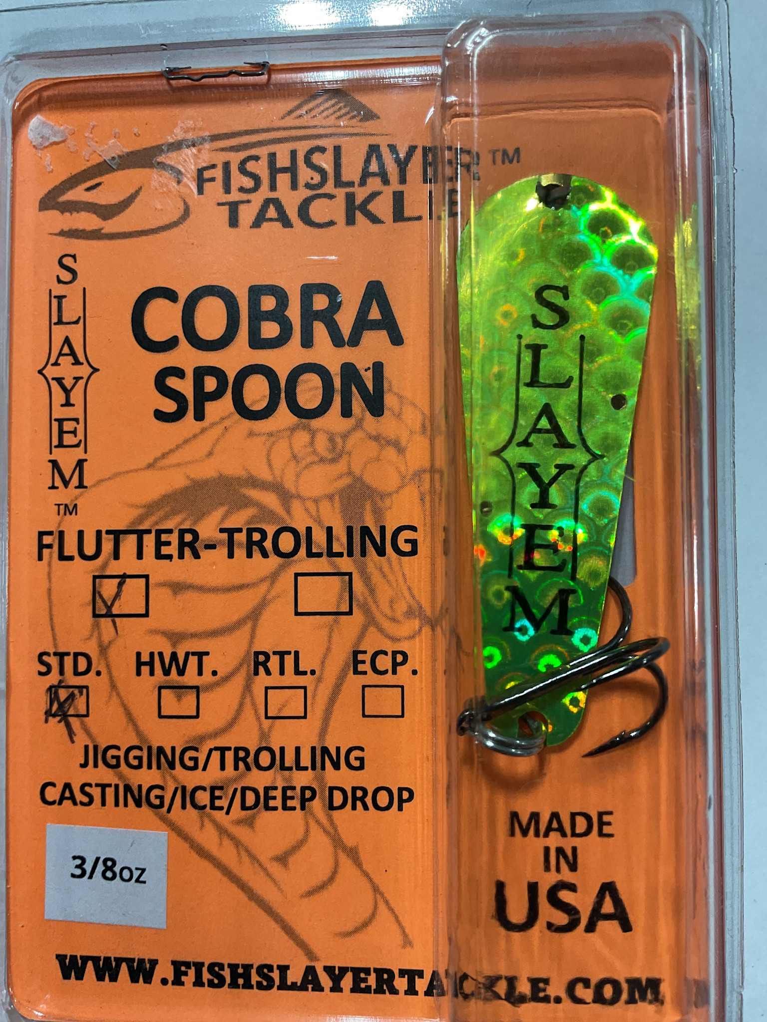 COBRA FLUTTER STANDARD SPOON MELLO YELLO 3/8OZ - All Seasons Sports, Inc