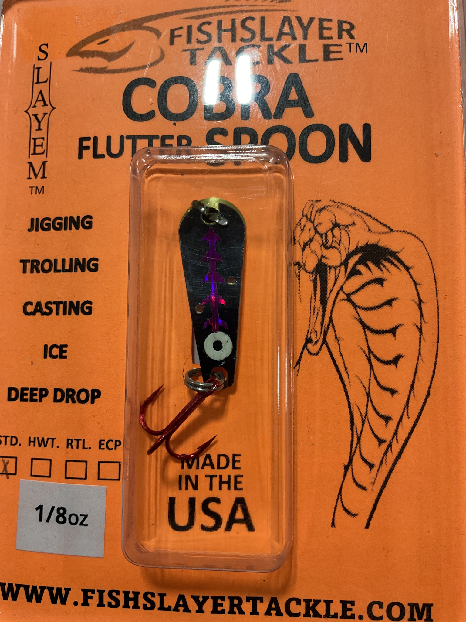 COBRA FLUTTER STANDARD SPOON CARBON 007 PLUM LOCO 1/8OZ - All Seasons ...