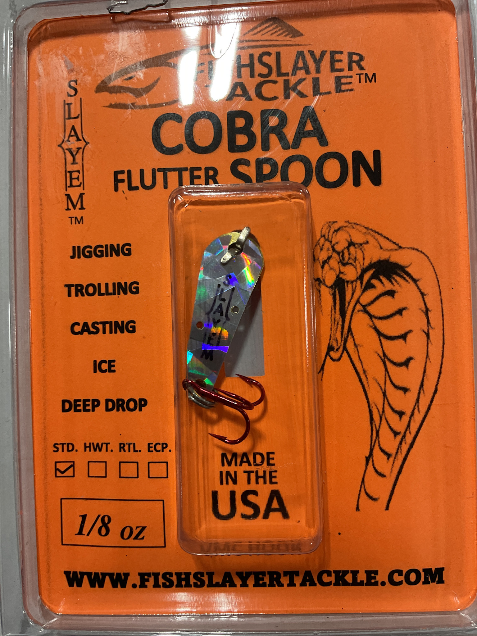 COBRA FLUTTER STANDARD SPOON STERLING HAMMER 1/8OZ - All Seasons Sports ...