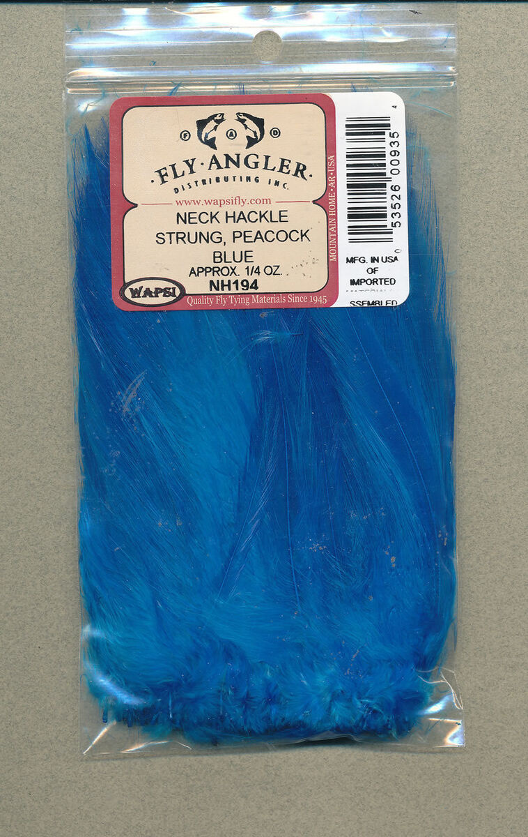 NECK HACKLE STRUNG, PEACOCK BLUE NH194 - All Seasons Sports, Inc