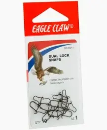 Eagle Claw EAGLE CLAW DUAL LOCK SNAPS-1 BLACK 10PK - All Seasons Sports ...