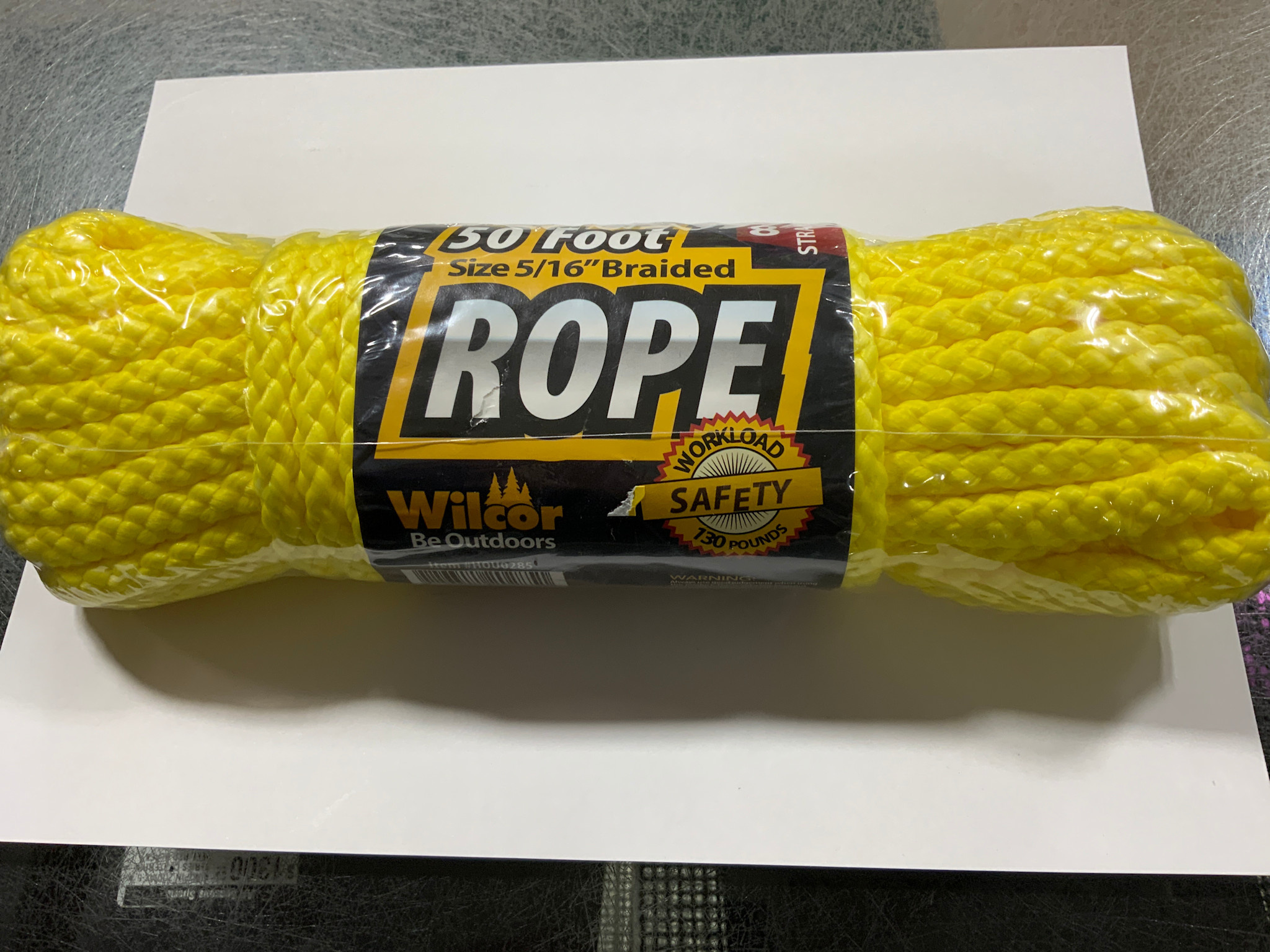 WILCOR Be Outdoors 50 FOOT 5/16" BRAIDED YELLOW ROPE - All Seasons ...