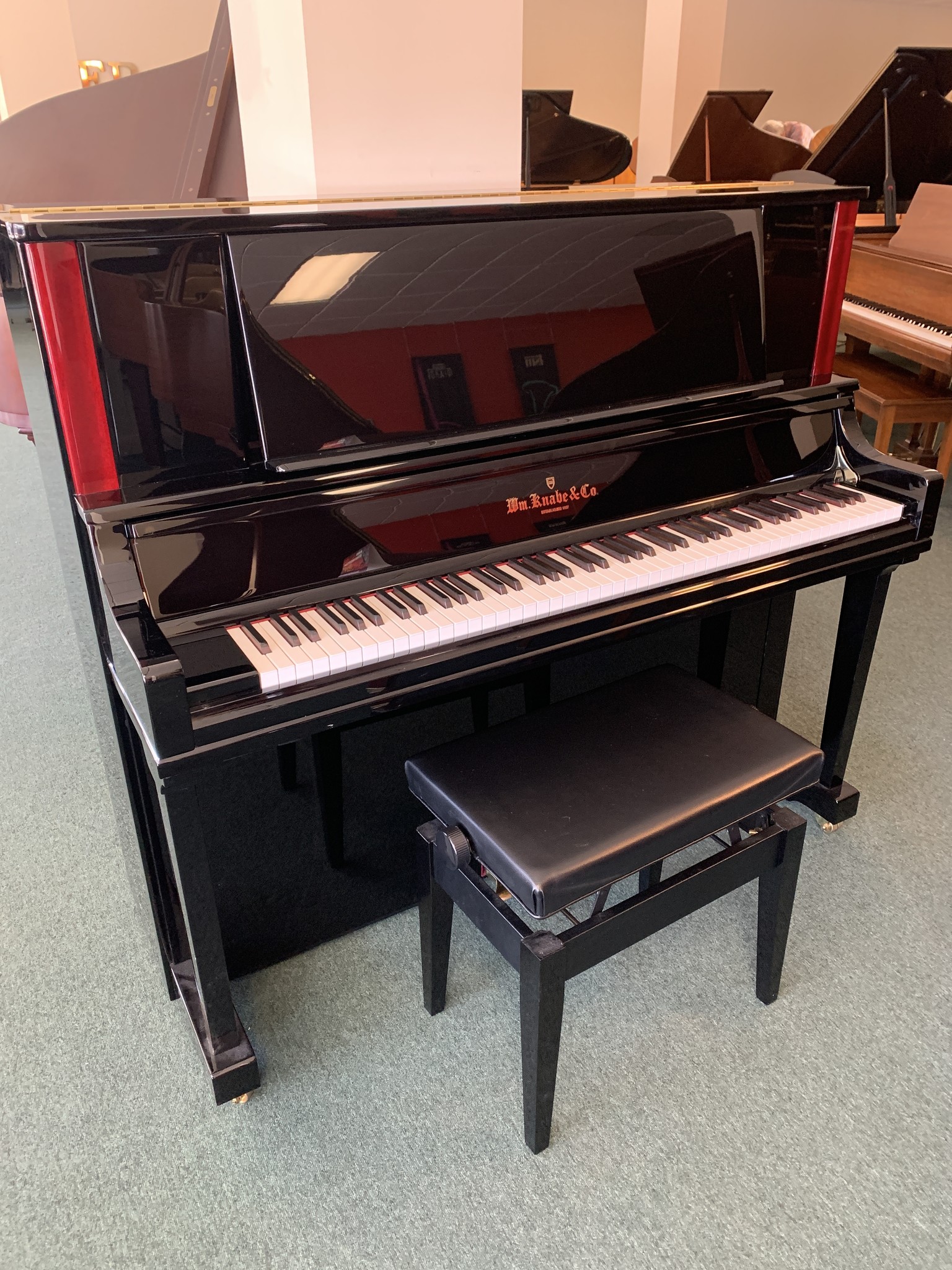 WM Knabe WKV-132MD (Polished Ebony w/Mahogany Accents) - Baldwin Piano ...