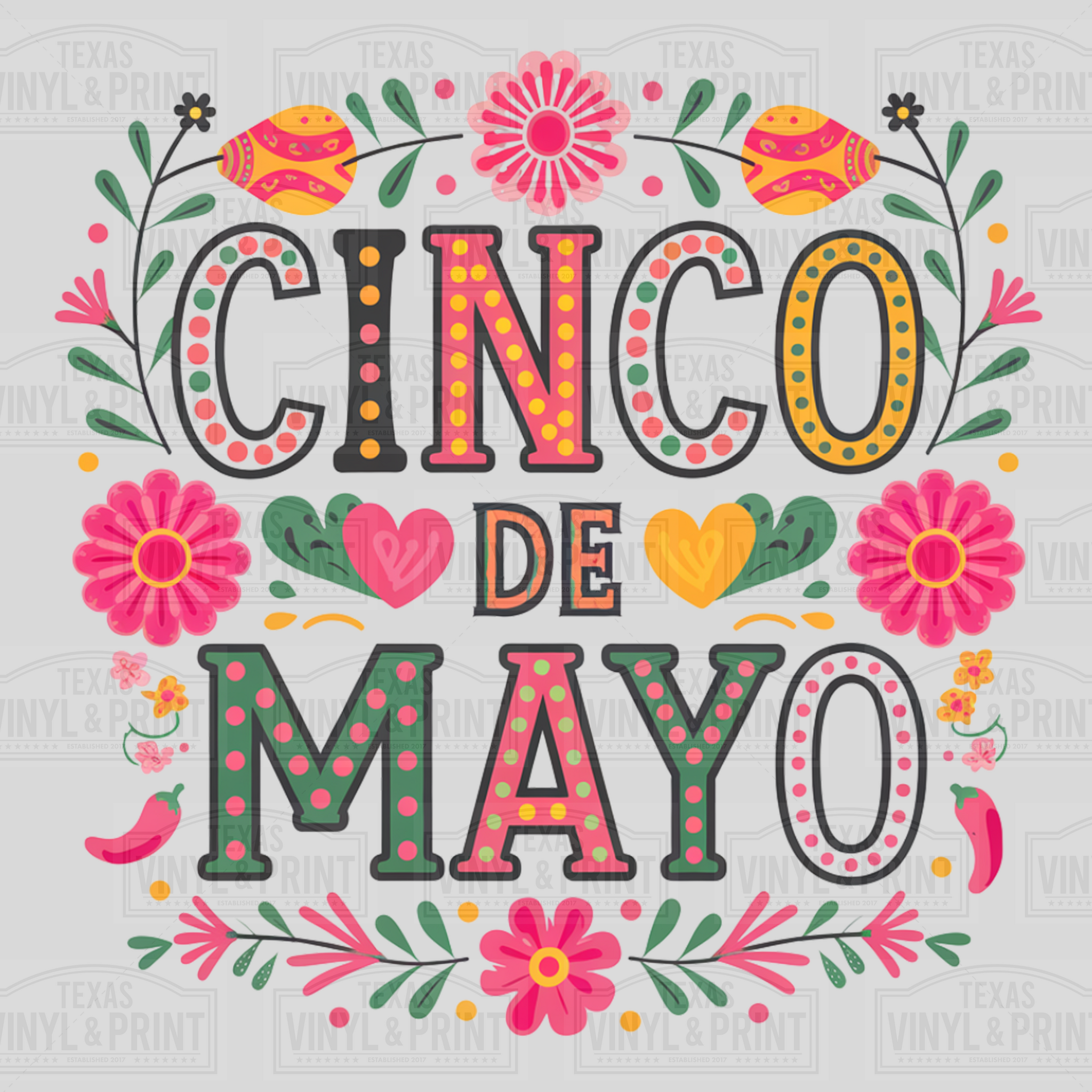 Pink Cinco De Mayo Transfer - Texas Vinyl & Print