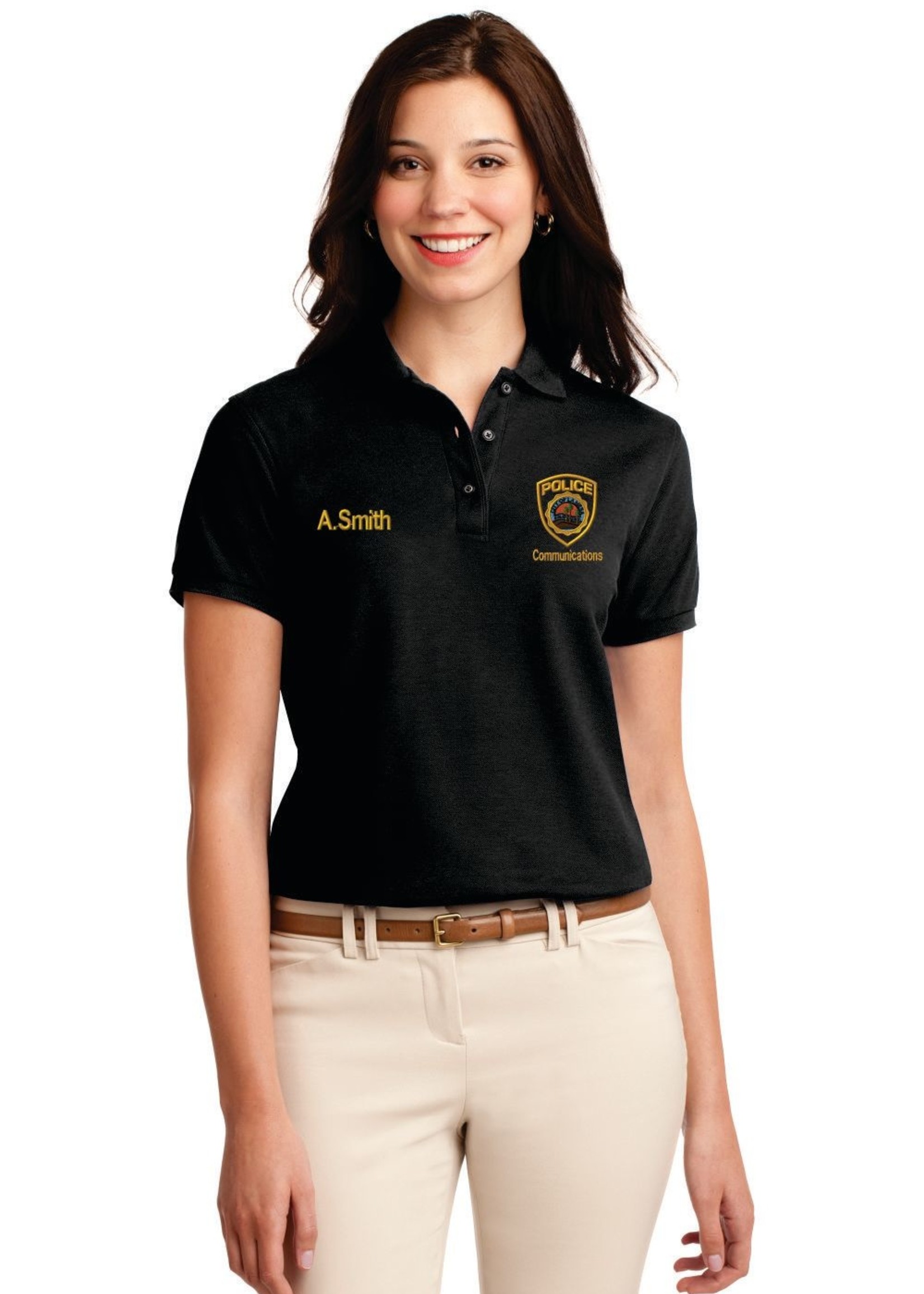 L500 LMPD Ladies Silk Touch Polo Black - The Uniform Store