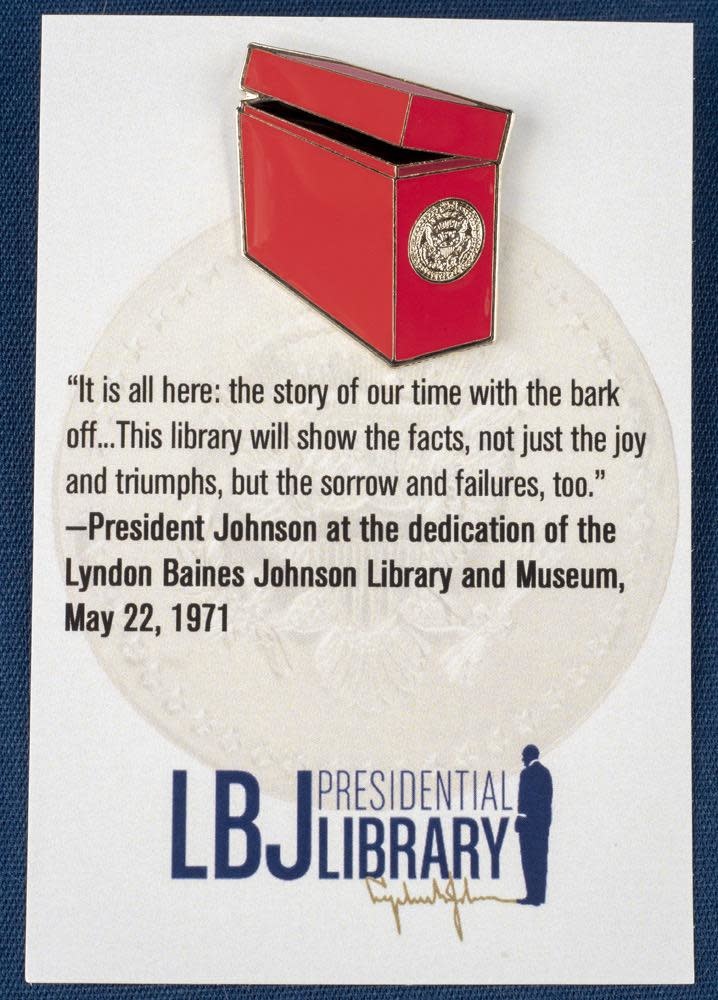 Red Archives Box Lapel Pin - The Store at LBJ