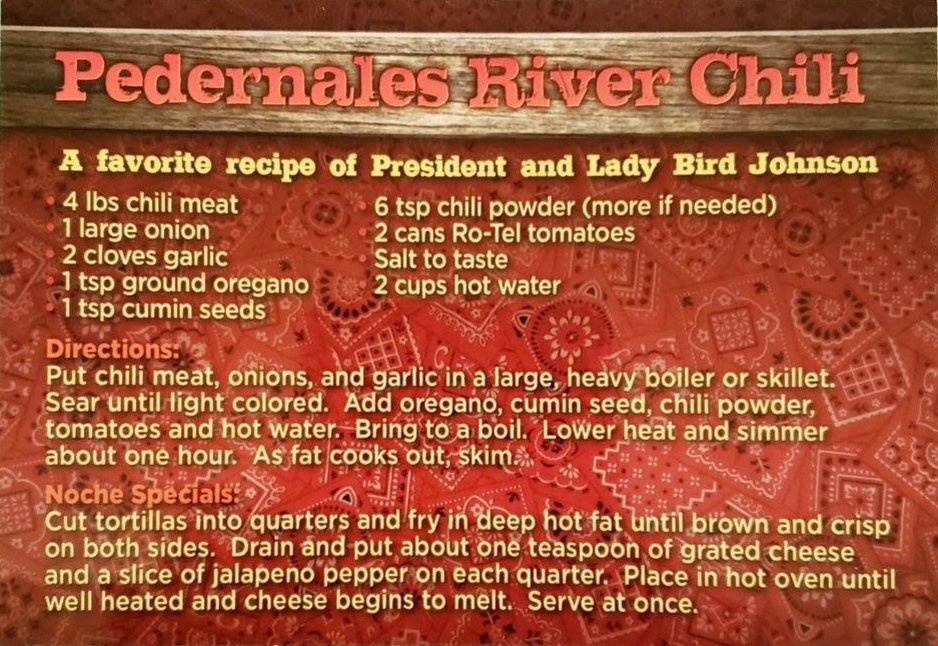 LADY BIRD JOHNSON’S CHILI RECIPE POSTCARD - The Store at LBJ