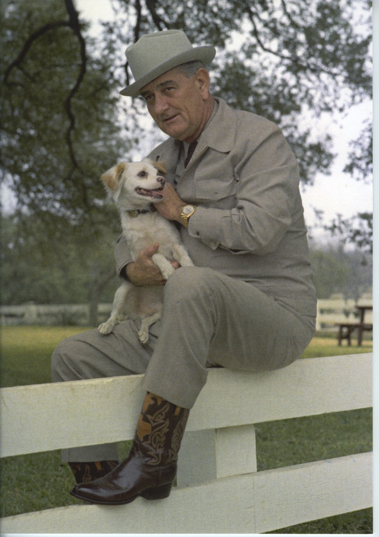 President Johnson & Yuki at the Ranch greeted card - The Store at LBJ