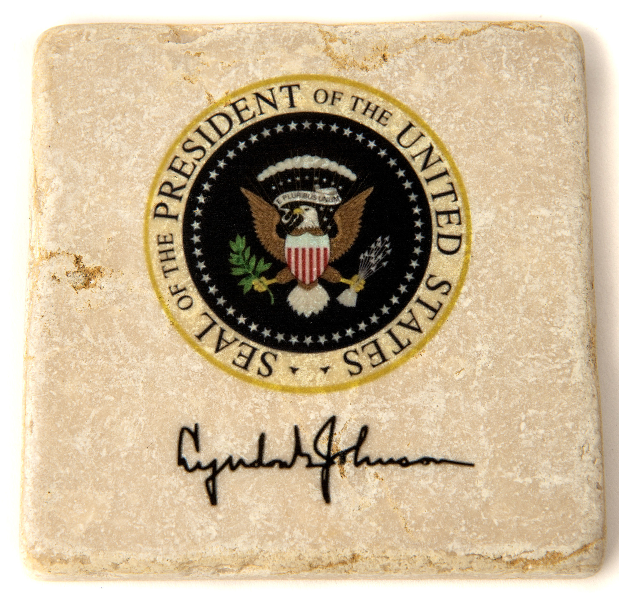 LBJ Presidential Seal wSignature Coaster - The Store at LBJ