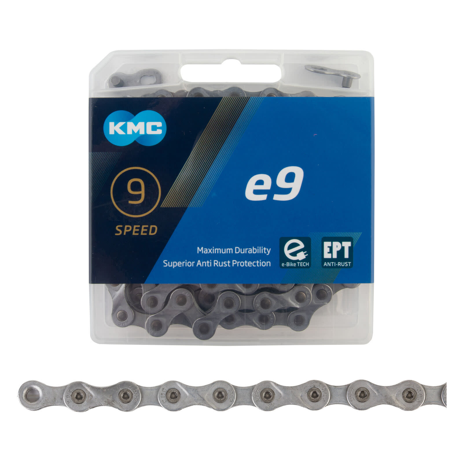 KMC Chain E9 Silver 9-Speed E-Bike Chain (136L) [Q3] - Urbane Cyclist