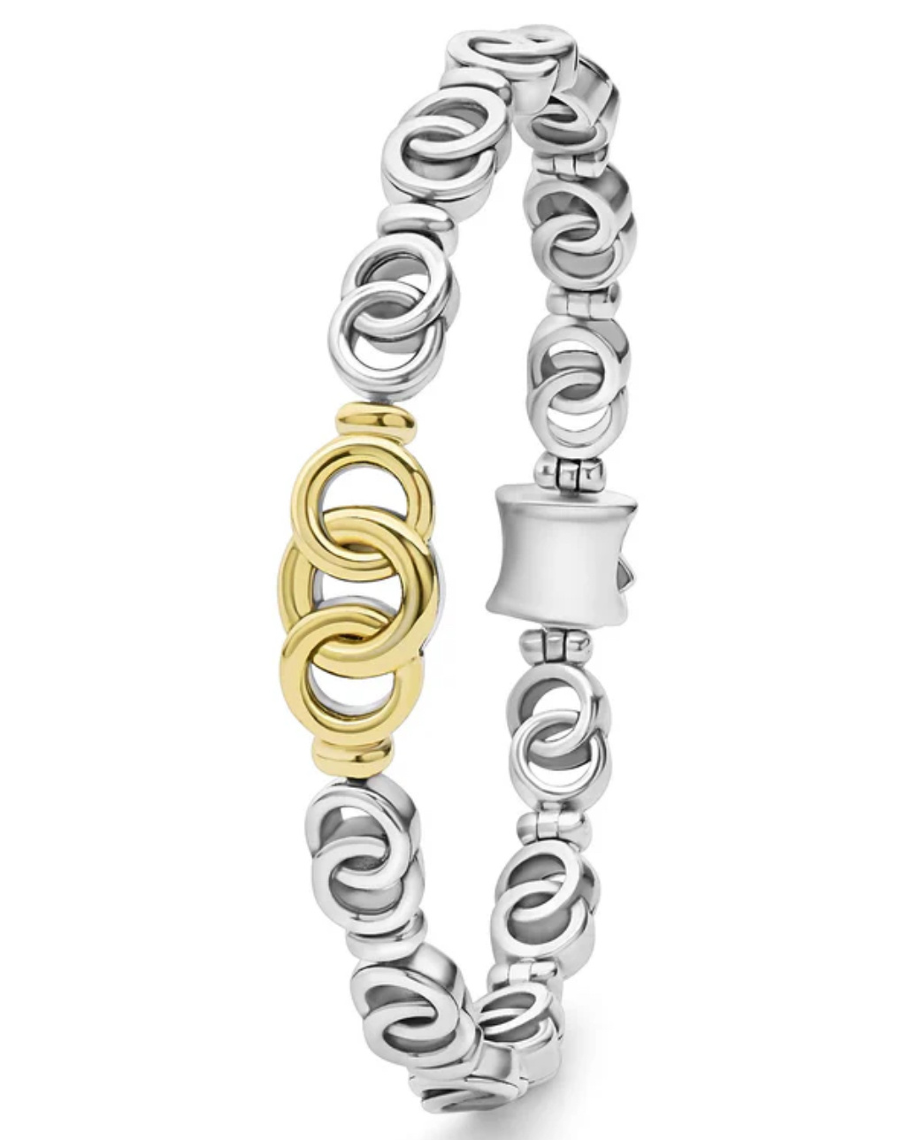 Signature Caviar Two-Tone Interlocking Link Bracelet - j.hoffman's