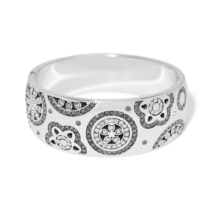 Flora Silver Wide Hinged Bangle - j.hoffman's