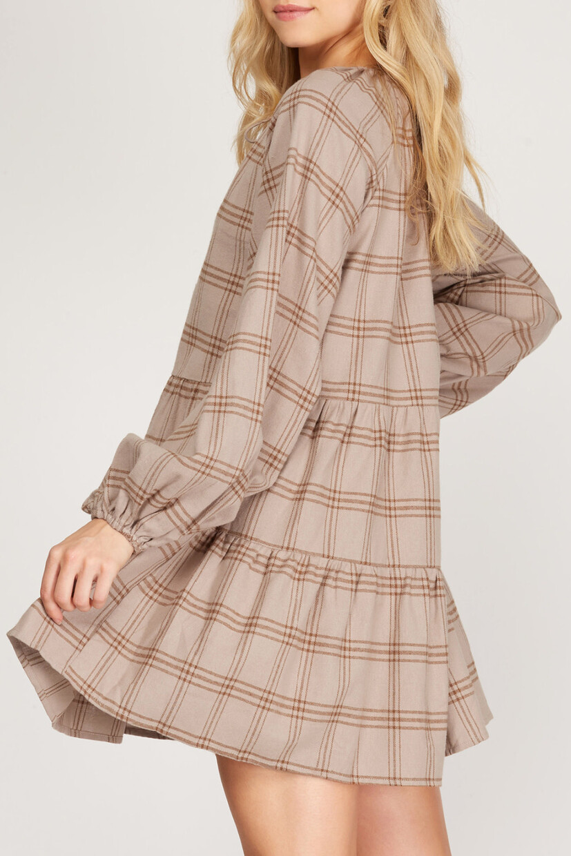 Checkered Tiered Dress - Trend Boutique