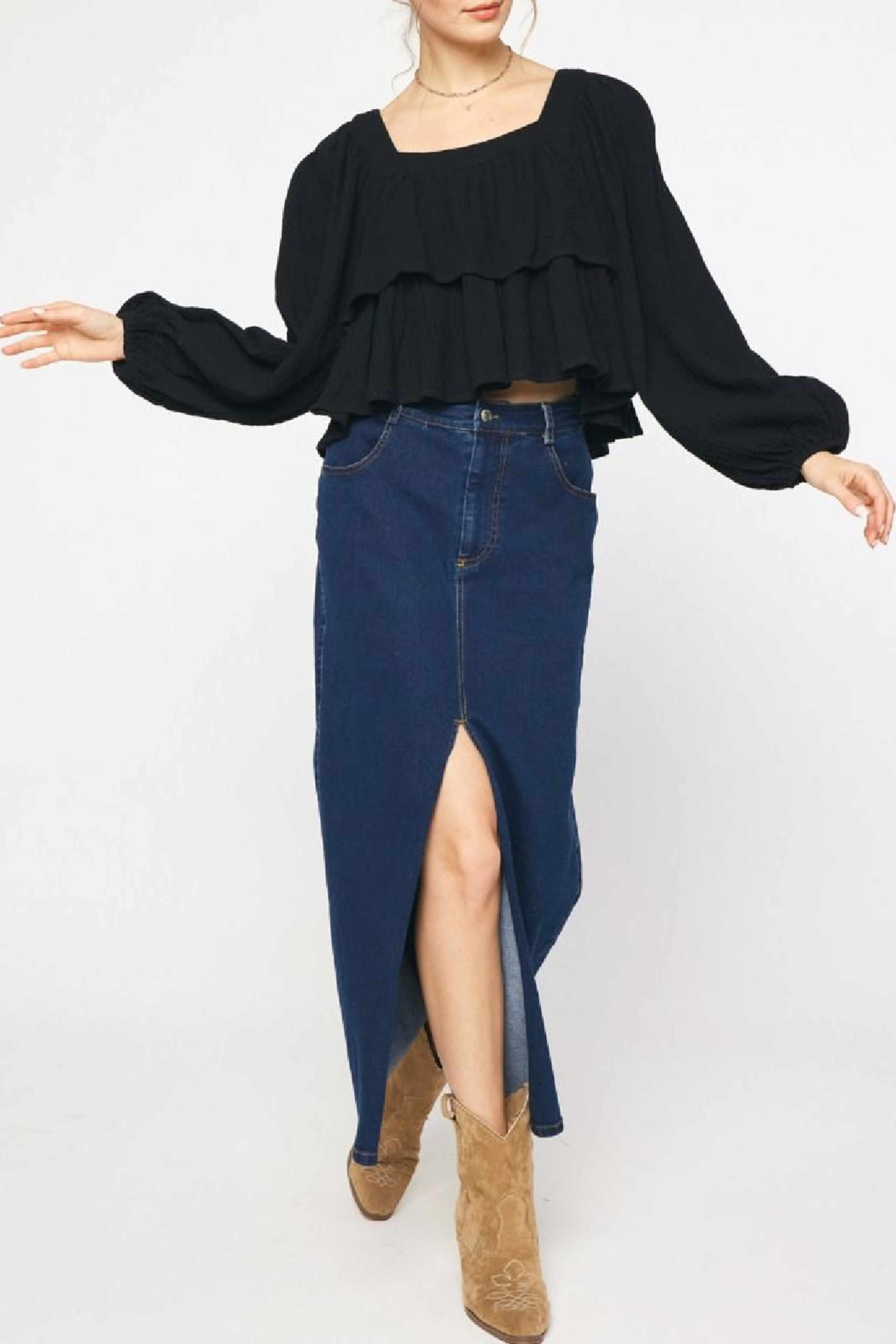Ruffled Crop Top - Trend Boutique
