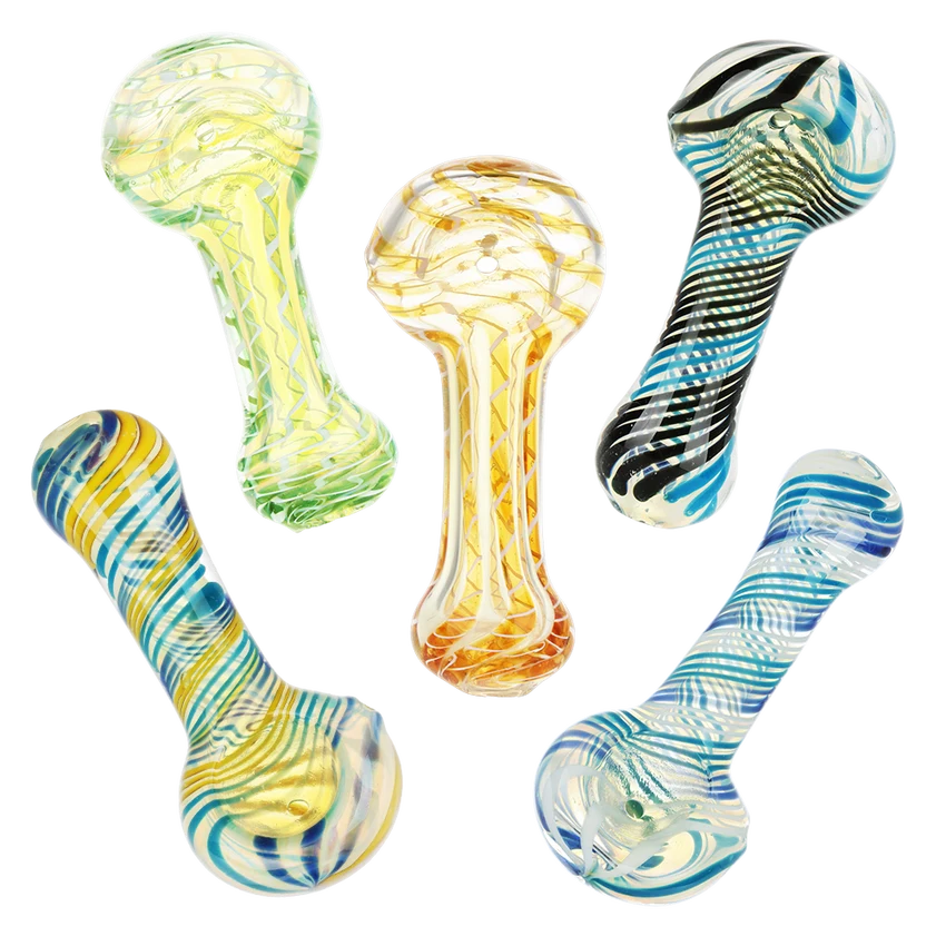 3.25" Ropes & Swirls Glass Spoon Pipe - ICONIC Lakeland Vape and Wellness