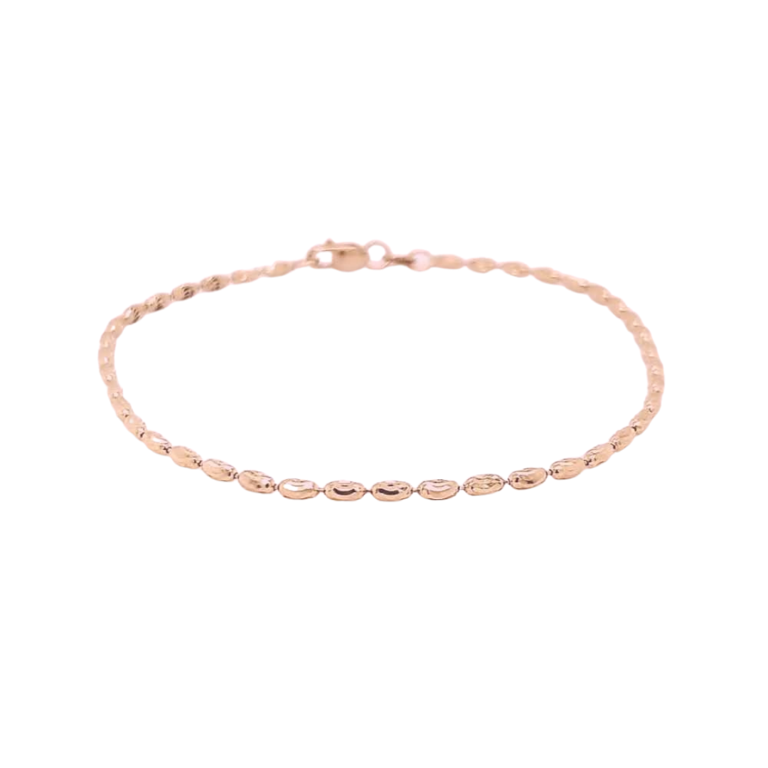 14K Rose Gold Rice Bead Bracelet - Gold Creations