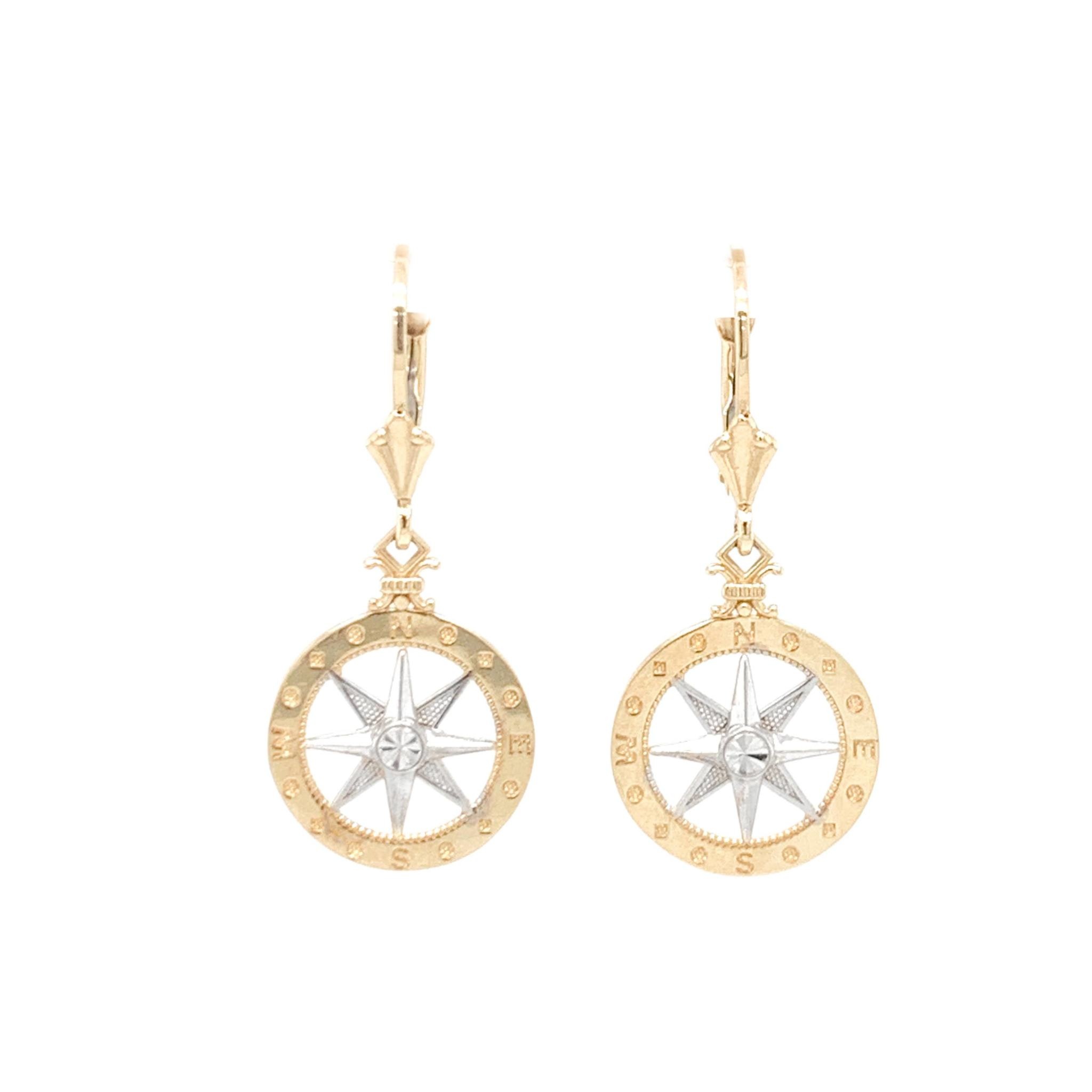 14KYW Small 14mm Compass Rose Earrings - Gold Creations