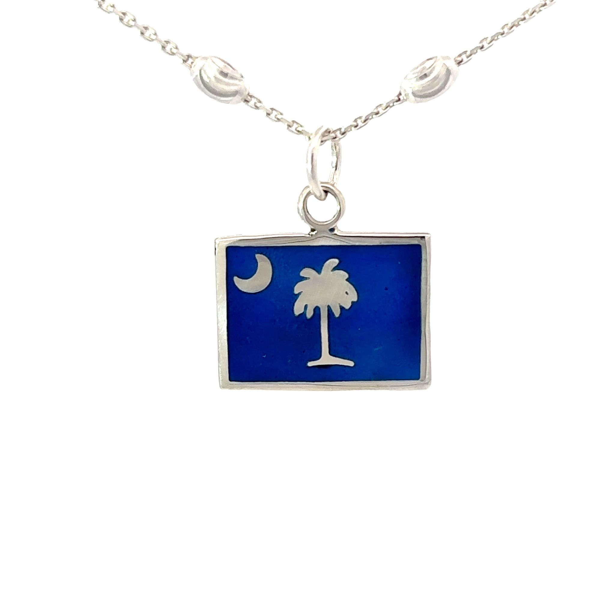 SS Blue Enamel Palmetto & Moon Charm 22x18mm - Gold Creations