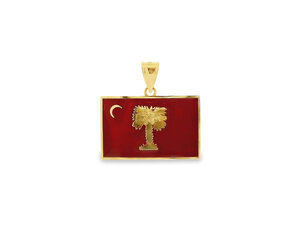 14KY Enamel Big Red Citadel Flag Pendant-Large - Gold Creations