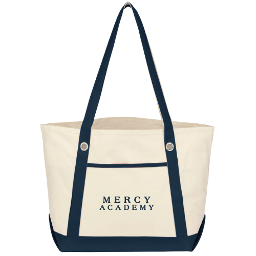 Jardine Associates "MERCY ACADEMY" Navy Seaside Font Canvas Boat Tote ...