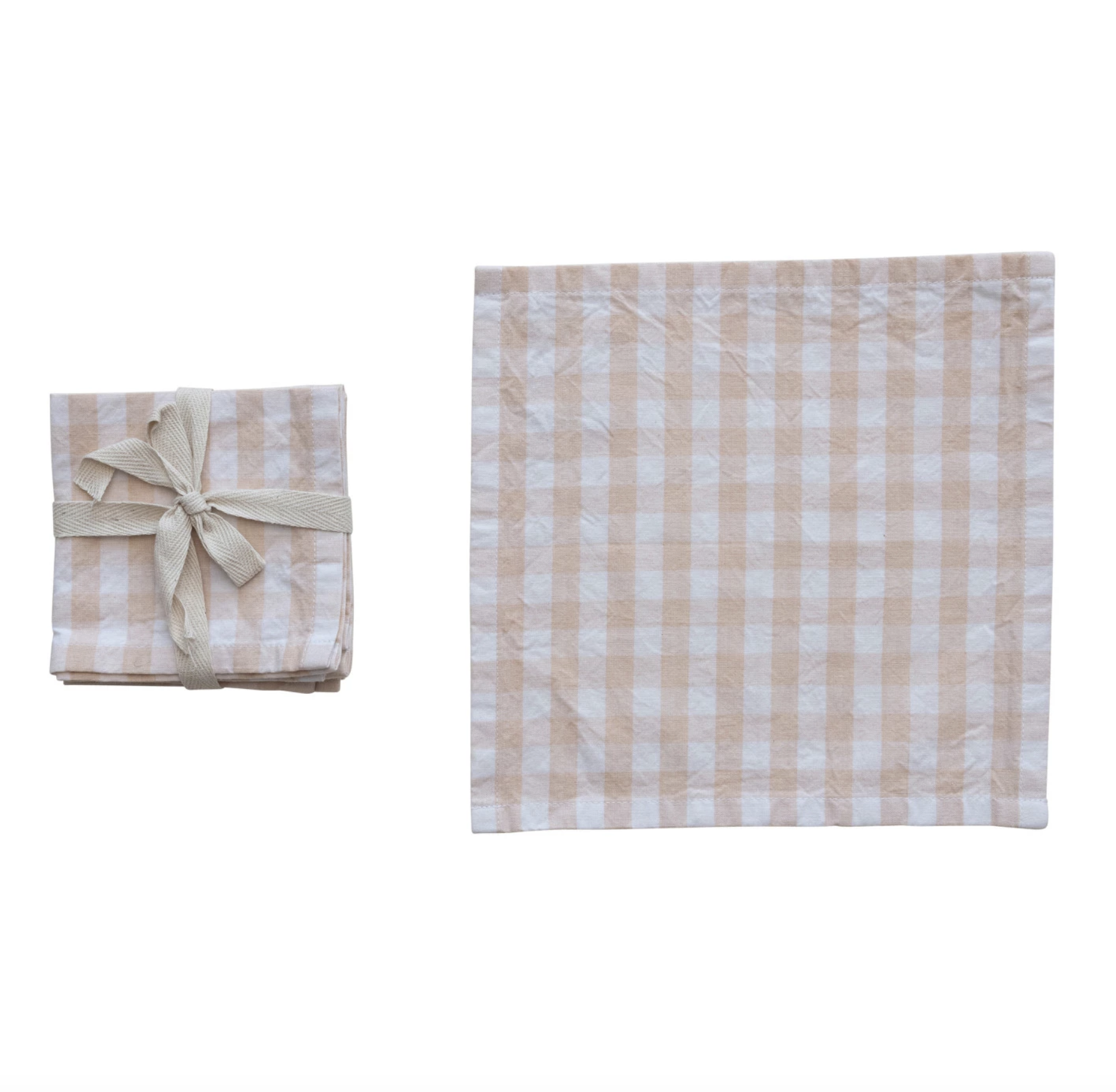 Cotton Cocktail Napkins Gingham Pattern Blush - Rock Paper Scissors