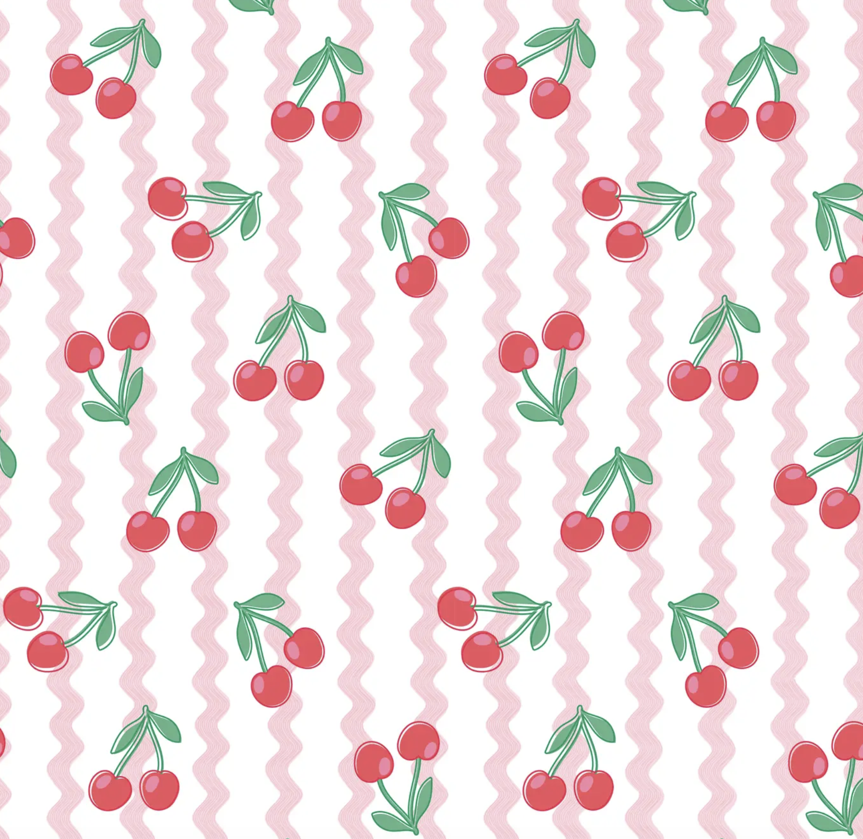 Pink Cherry Ric Rac Wrapping Paper - Single Sheet - Rock Paper Scissors