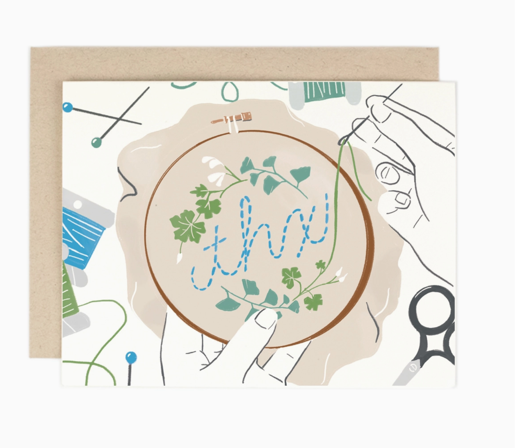 Thx Embroidery Card - Rock Paper Scissors