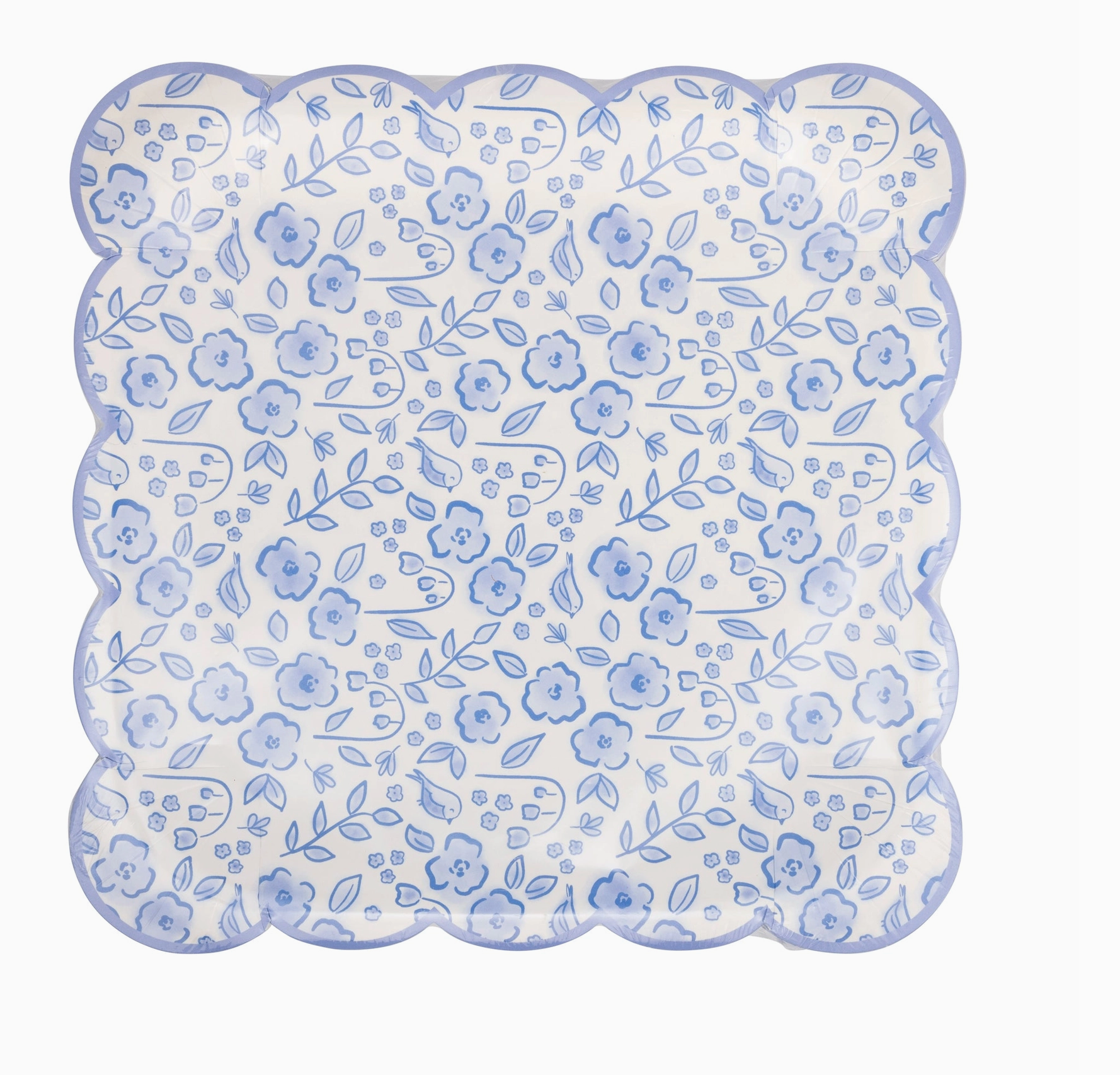 Blue Floral Paper Plate - Rock Paper Scissors