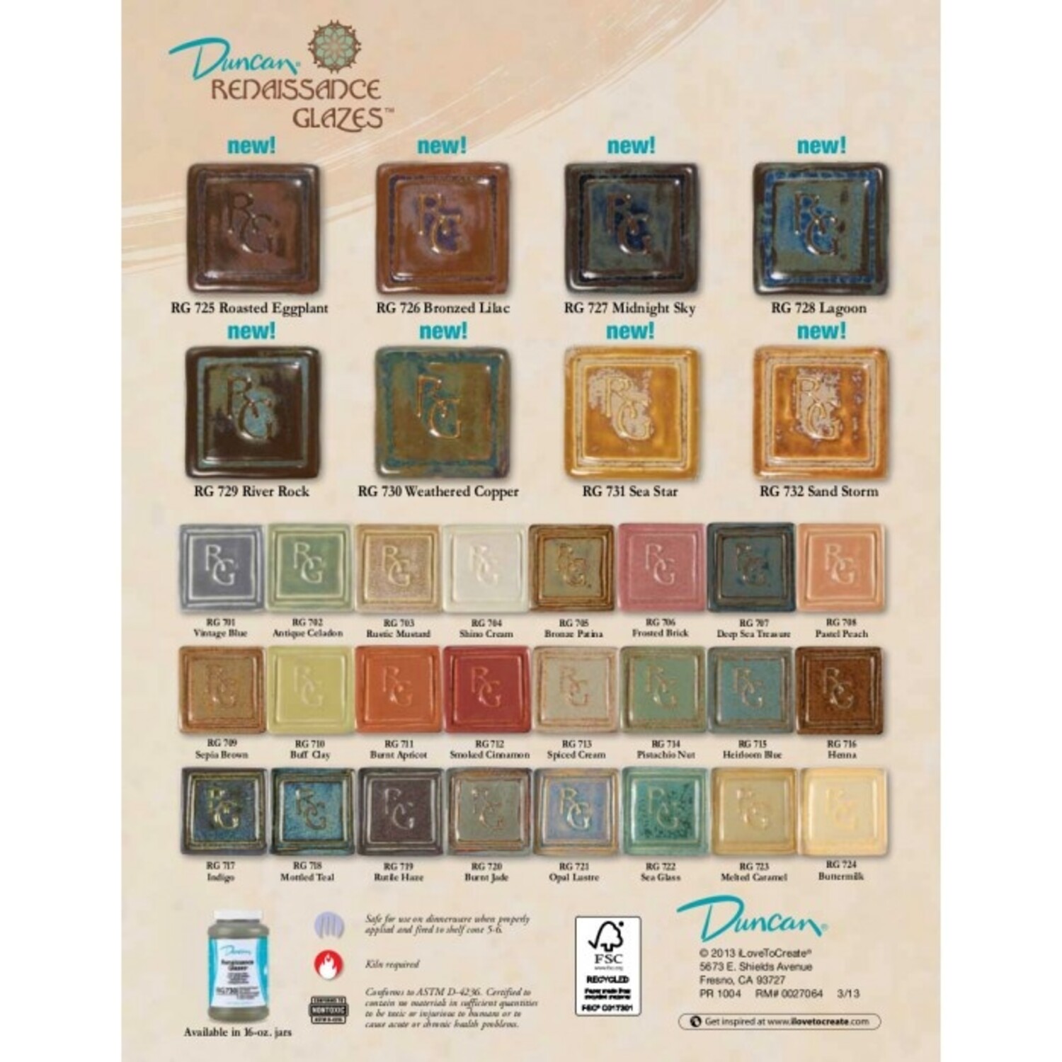 Duncan Renaissance Glazes – Mid-Fire Cone 5–6, Food Safe Finish ...